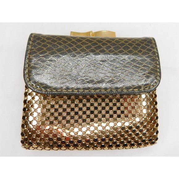 Whiting & Davis | Bags | Whiting Davis Gold Mesh Snakeskin Leather Trim ...